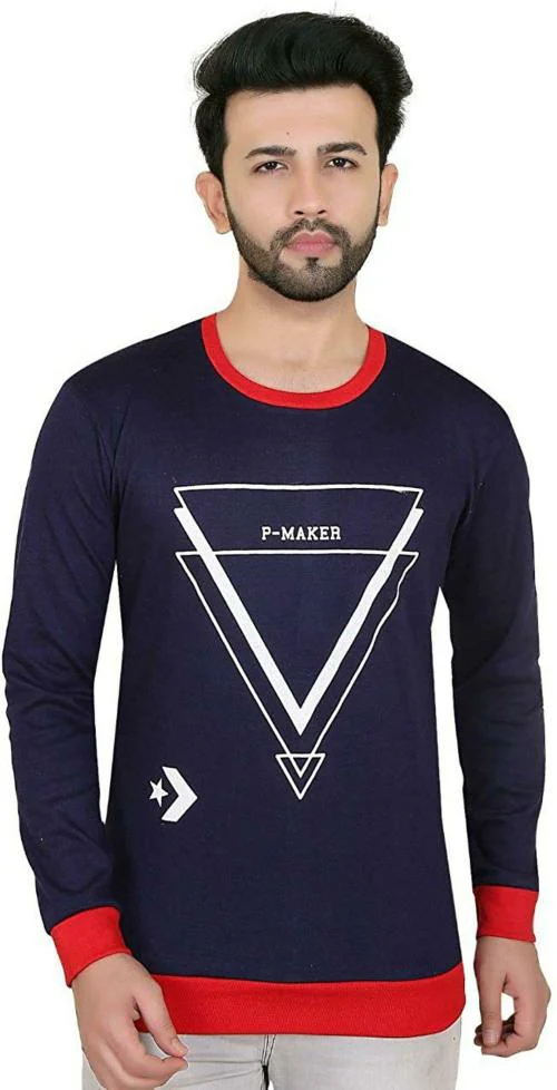 Buy RDS GARMENT HUB Men Dark Blue Pure Cotton Printed Tshirt (XL ...