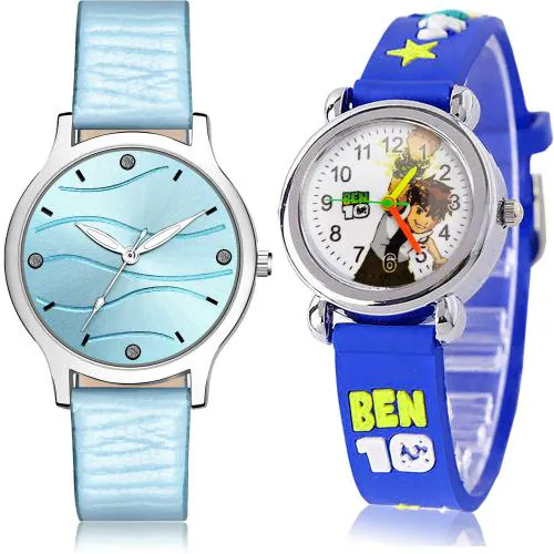 Buy GROOT Classical Quartz Sea Waves And Ben 10 Kids Blue Colour Analog ...