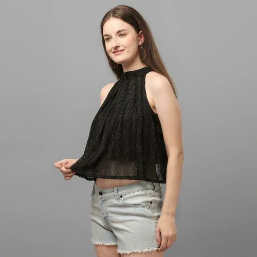 Buy Women Black Solid Net Top (M) Online at Best Prices in India - JioMart.