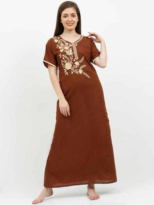 Buy RnP Brown Front Embrodered Cotton Nighty Online at Best Prices in India - JioMart.