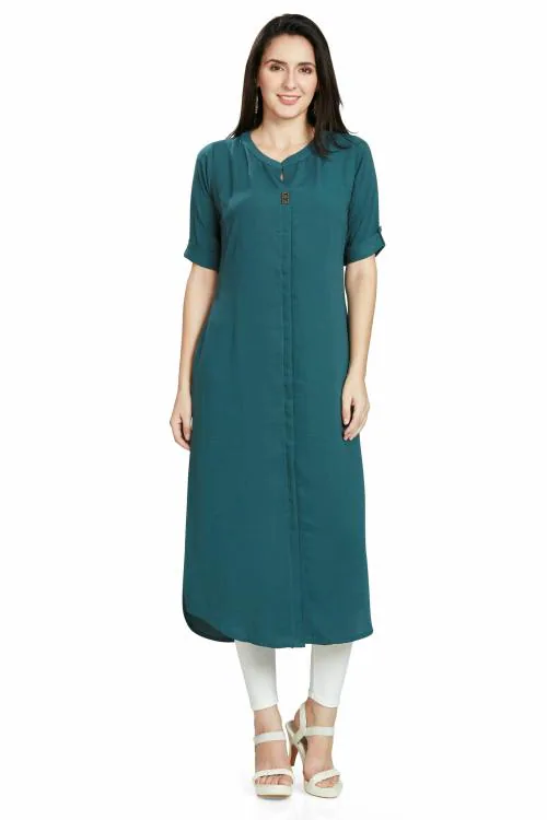 Buy nioni Women Straight Fashionable Round Neck kurta with Folded ...