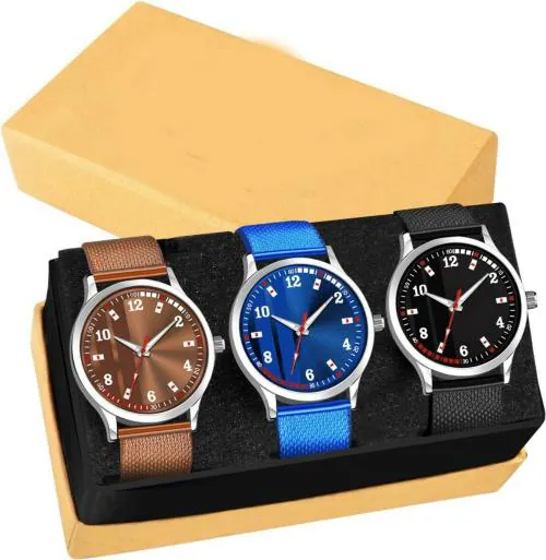 Buy Bolun Analog Multicolor Dial Multicolor Strap Watch For Men (Pack ...