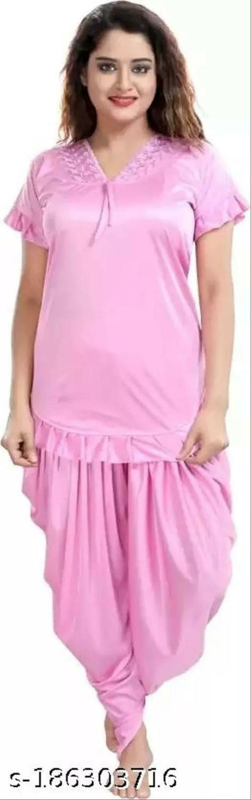 Buy GC GLORIOUS CHOICE V-Neck Patiyala Top & Pyjama Night Wear Set for ...