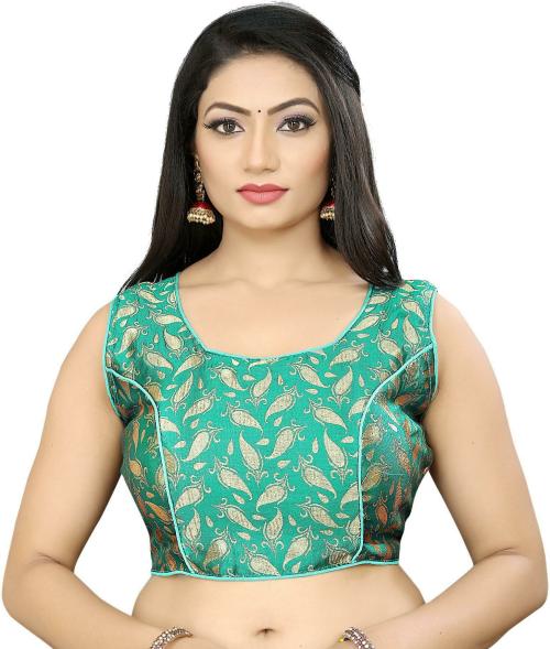 Buy Hyphoria Women Green Jacquard Woven Design Blouse Online at Best ...