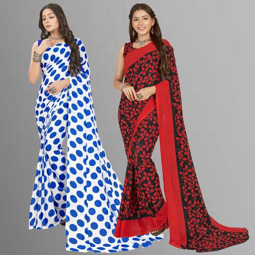 Anand Women Multicolor2 Self Design Pattern Georgette Pack of 2 Saree ...