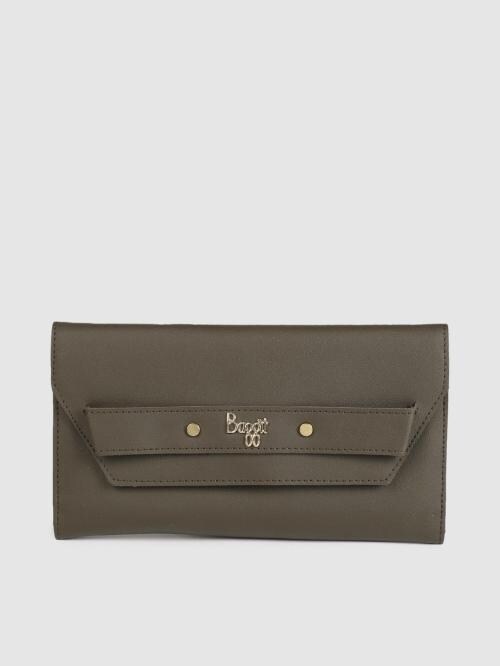 Buy Baggit Women Brown Synthetic Leather Cleaty Lava Three Fold Wallet ...