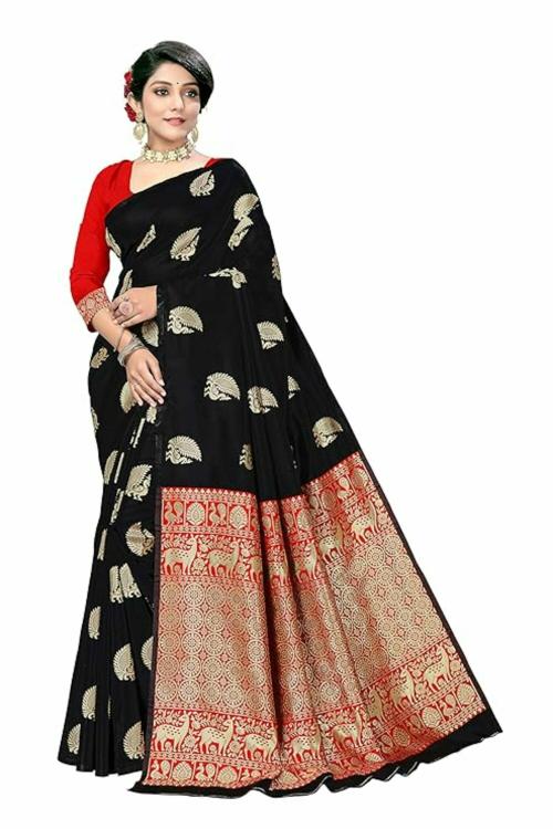 Buy VEDANT VASTRAM Women's Litchi Silk Banarasi Saree (Red Color ...