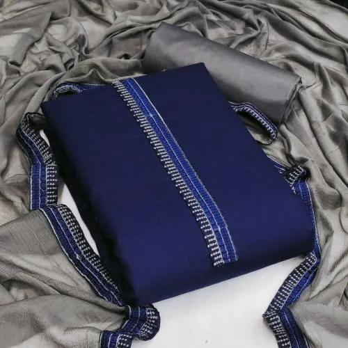 Buy GURHAL Embroidered Cotton Unstitched Dress Material Navy Blue ...