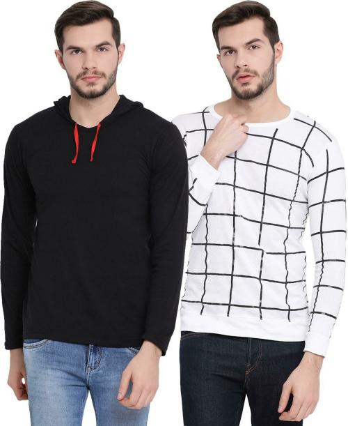 Buy Vimal Jonney Men Multicolor Solid Cotton Blend T-shirt (Pack of 2 ...