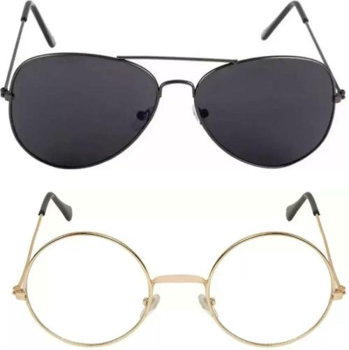 Buy RMKK Round Aviator Sunglasses (For Men & Women Black Clear) Online ...