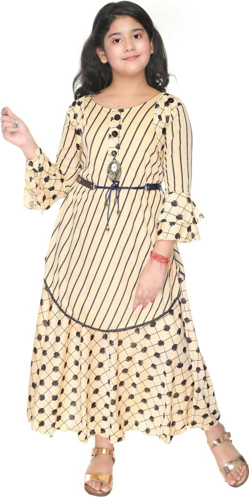 Buy SFC FASHIONS Girls Beige Cotton Blend Gathered Maxi or Full Length ...
