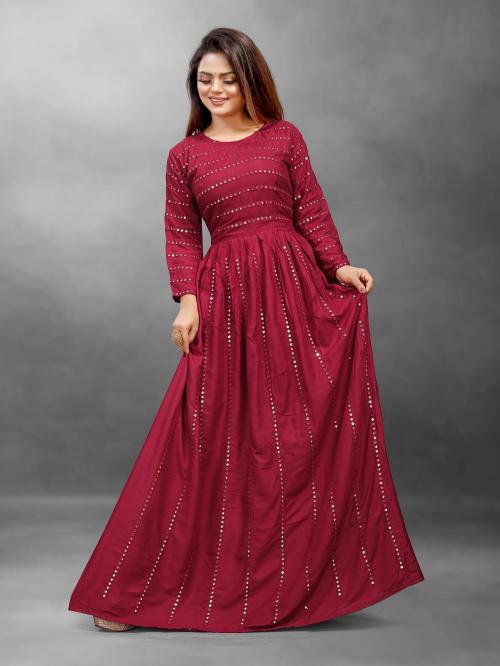 Buy Apnisha Women's Rayon Mirror Work Readymade Gown Online at Best Prices in India - JioMart.