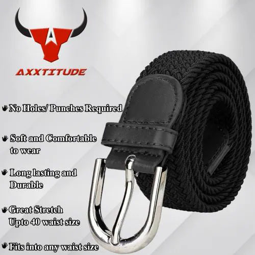 Buy AXXTITUDE Men & Women Casual Canvas Belt (Black) Online at Best ...