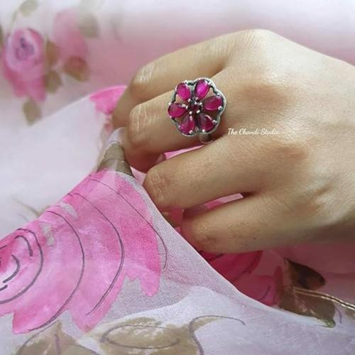 Buy The Chandi Studio 925 Sterling Silver Rustic Romance Blossom Ring Online at Best Prices in ...