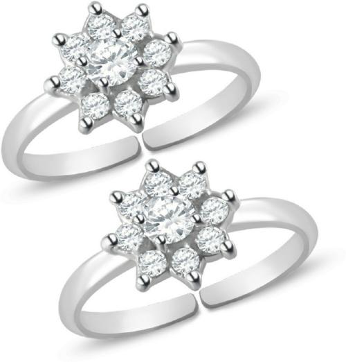 Buy Parnika Sparkling White CZ Pure 92.5 Sterling Silver Cubic Zirconia Toe Ring () Online at ...