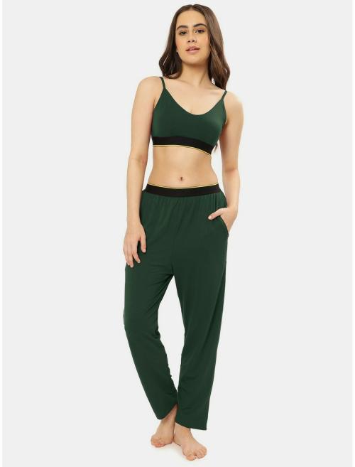 Buy Bummer Women Green Solid Modal Palms 24/7 Pyjamas For Women Online ...