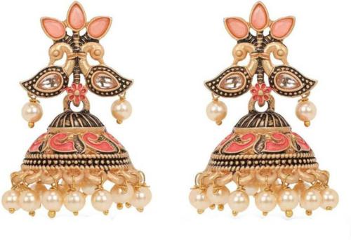 Buy Aviksha Creations Gold-Plated Alloy Cubic Zirconia Jhumka Set For ...