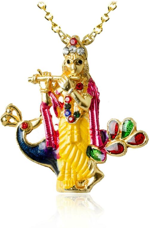 Buy Waama Jewels Gold Plated Brass, Metal AD Studded Lord Krishna Ji ...