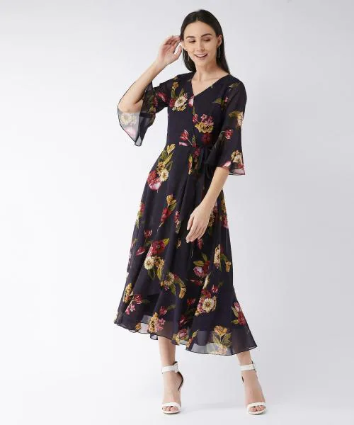 Buy Miss Chase Women Multicolor Floral Polyester Single Dress Online at ...