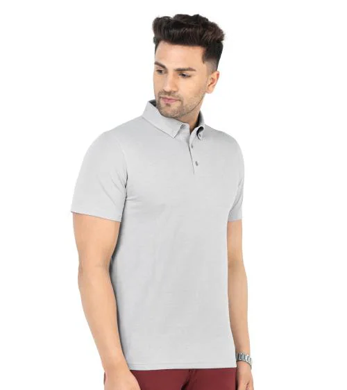 Buy Skipper Men's Pure Cotton - Solid Men's Grey Melange Tshirt -L ...