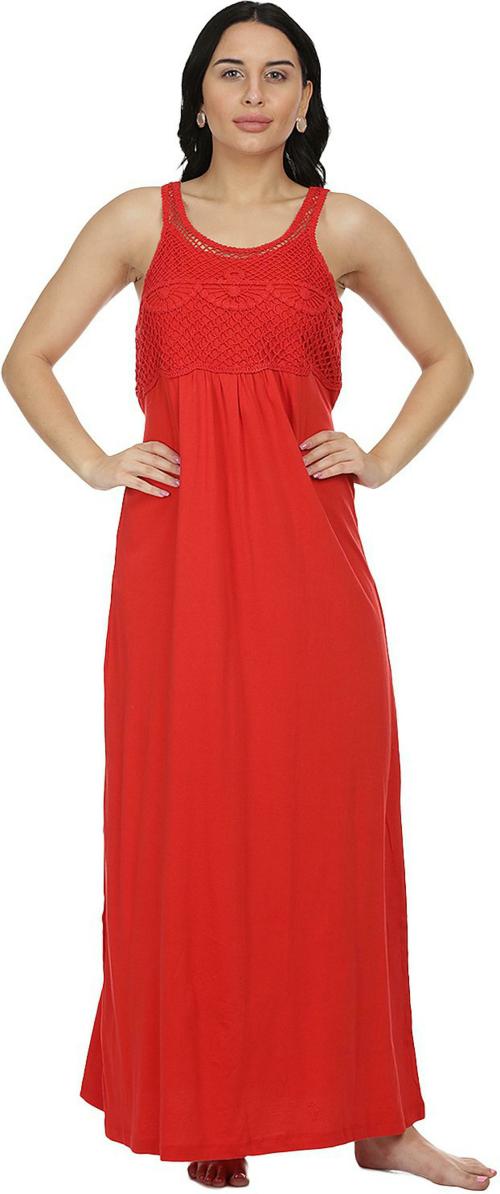 Buy Honeydew Women Red Self Design Cotton Single Nighty Online at Best ...