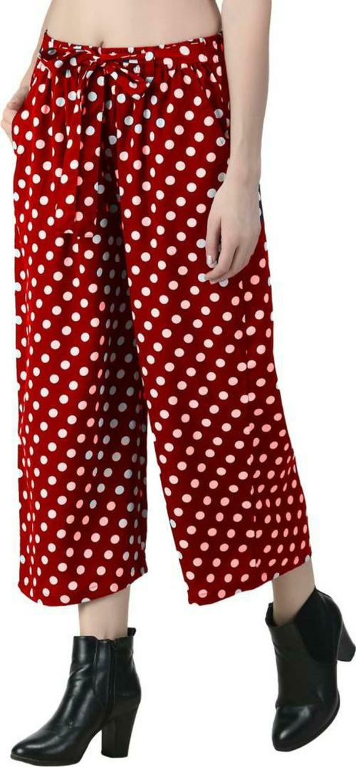 Buy Duve Fashion Women Maroon Polka Lycra Blend Capris Online at Best ...