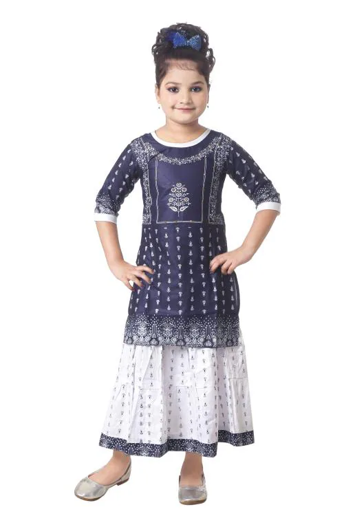 Buy Burbn Girls 4-5 Y Printed Rayon Single Two Piece Set Online at Best ...