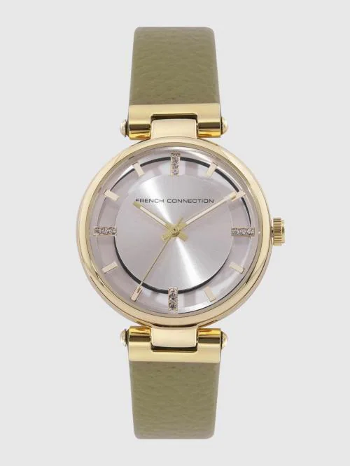 French Connection Analog Silver Dial Green Strap Watch For Women - JioMart