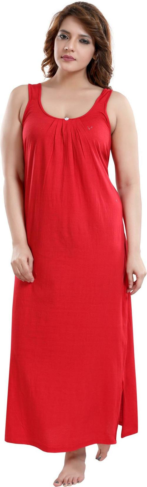 Buy Be You Women Red Solid Pure Cotton Nighty Online at Best Prices in ...