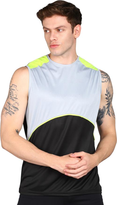 Buy PRIME PLUS Grey and Black Solid Round Neck Sando Vest - L Online at ...
