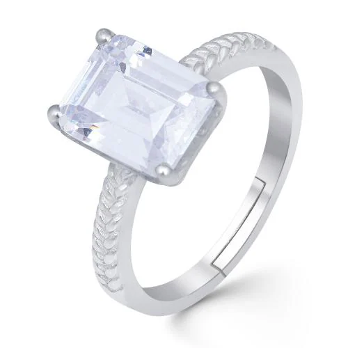 Zalkari Solitaire With Accent 925 Sterling Silver Womens Wedding Ring - JioMart