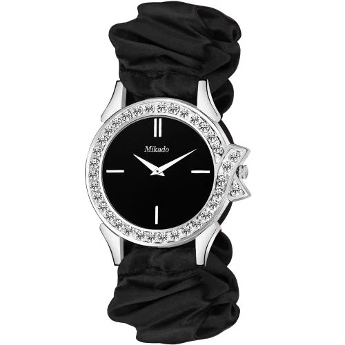 Buy Mikado Artistic Black Scrunchy Strap Beautiful Analog watch for ...