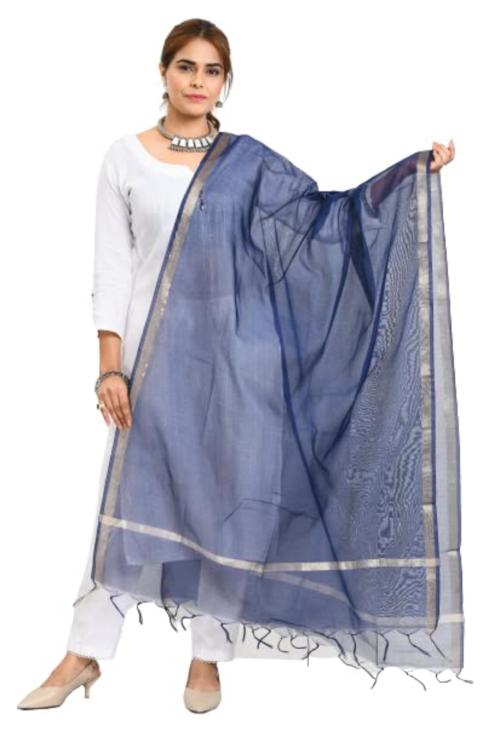 Buy Moeza Women Navy Blue Banarsi Piping Dupatta Online at Best Prices ...