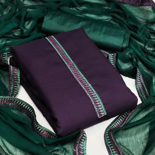 Buy GURHAL Embroidered Cotton Unstitched Dress Material Purple Online ...