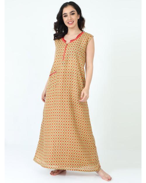 Buy RnP Womens Cotton Diamonds Nighty (Beige) Online at Best Prices in India - JioMart.