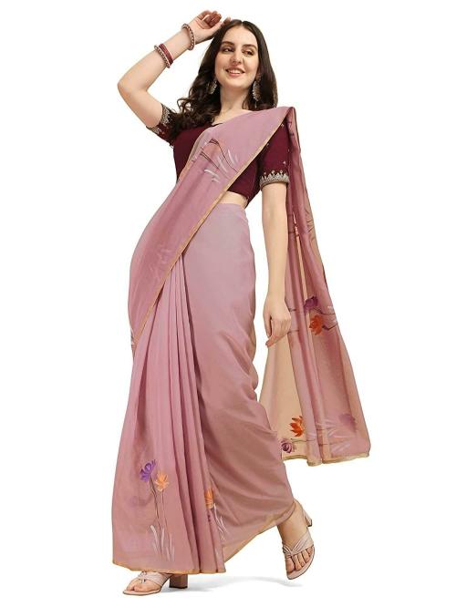 Buy Dungrani Pink Organza Women Saree With Blouse Pic Online at Best ...