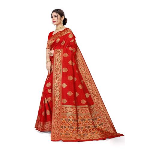 Buy Marabout Red Jaquard Silk Embellished Saree Online at Best Prices ...