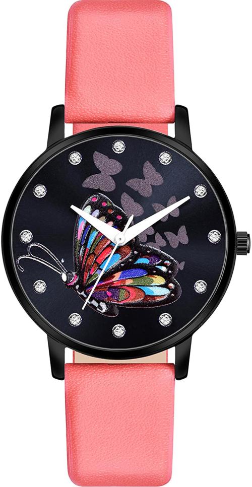 Buy Papio Analog Black Dial Peach Strap Watch For Women Online at Best ...