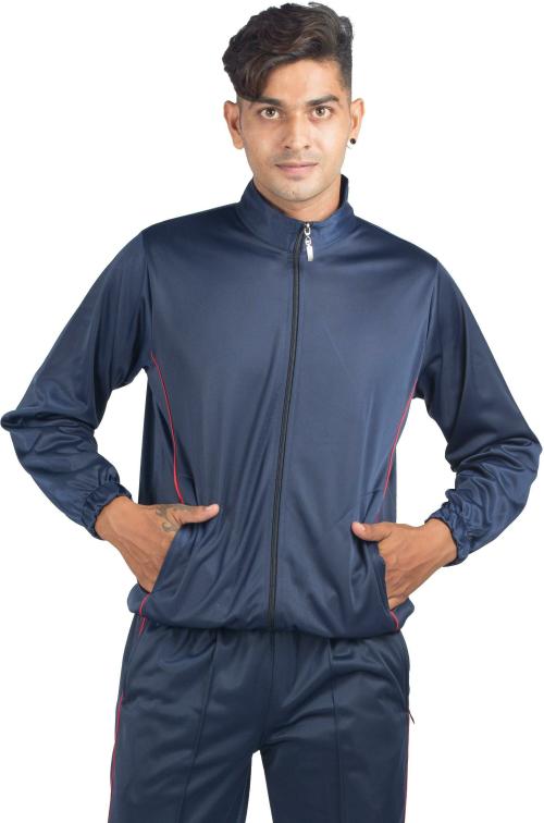 Buy Estro Men Dark Blue Solid Polyester Sports Jacket Online at Best ...
