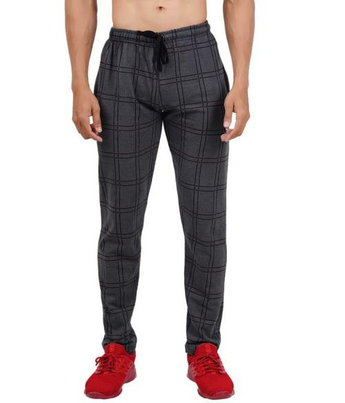 Buy SANRIGHT Men Grey Checkered Cotton Track Pant (XL) Online at Best ...