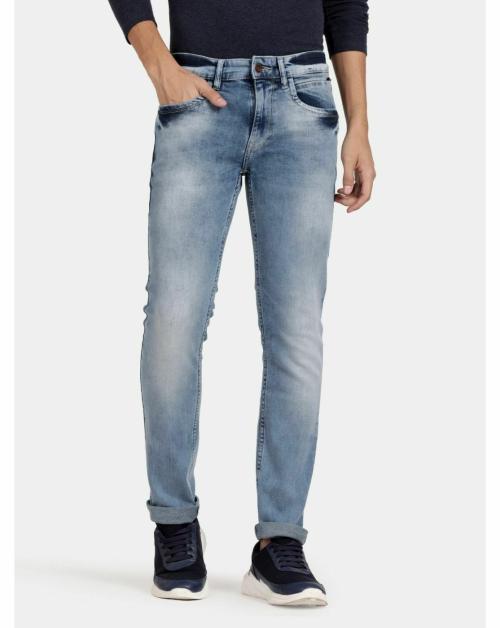 Buy LLAK Men Light Blue Washed Denim Blend Jeans Size 38 Online at Best ...