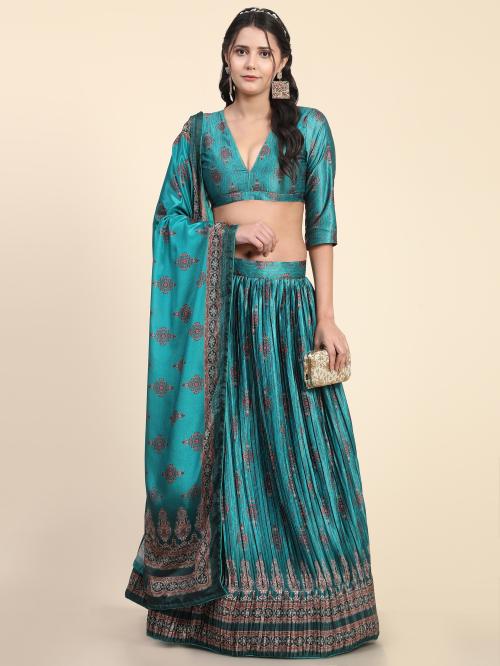 Buy Neel Art Womens Silk Blend Fabric Lehenga Choli Set With Dupatta ...