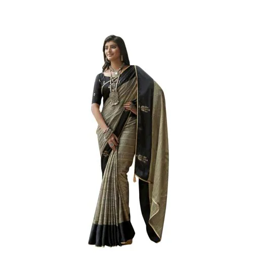 Buy TRIVENI Silver Brasso Geometric Saree Online at Best Prices in ...