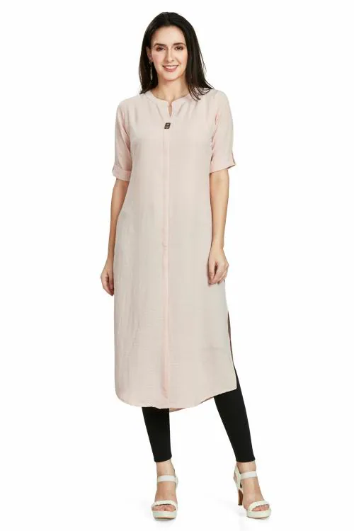 Buy nioni Women Straight Fashionable Round Neck kurta with Folded ...