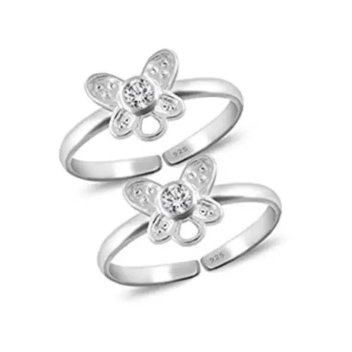 Buy Styleejewel Silver Metal White Cz Stone Toe Rings For Women-Sjtr65W ...