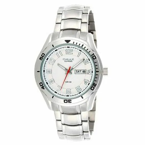 Buy OMAX Analog Silver Watch white Dial With Silver Strap for Men ...