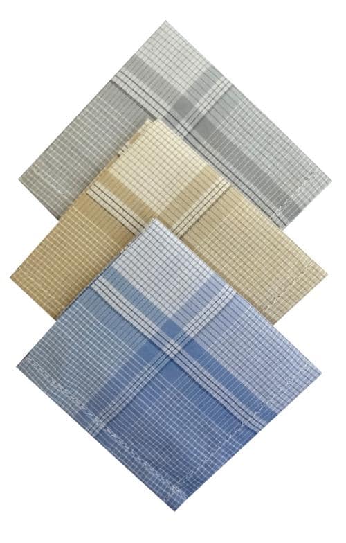 S4S 100% Cotton Pack of 3 Premium Handkerchiefs Hanky For Men, Light ...