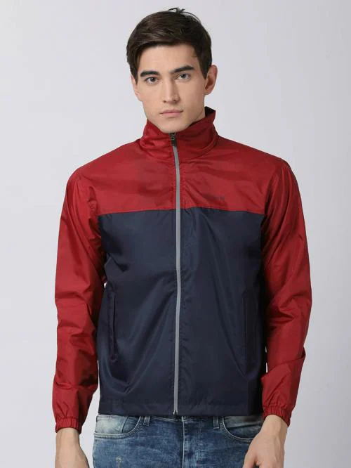 Buy Plutus Men Dark Blue and Red Solid Nylon Wind Cheater L Online at ...