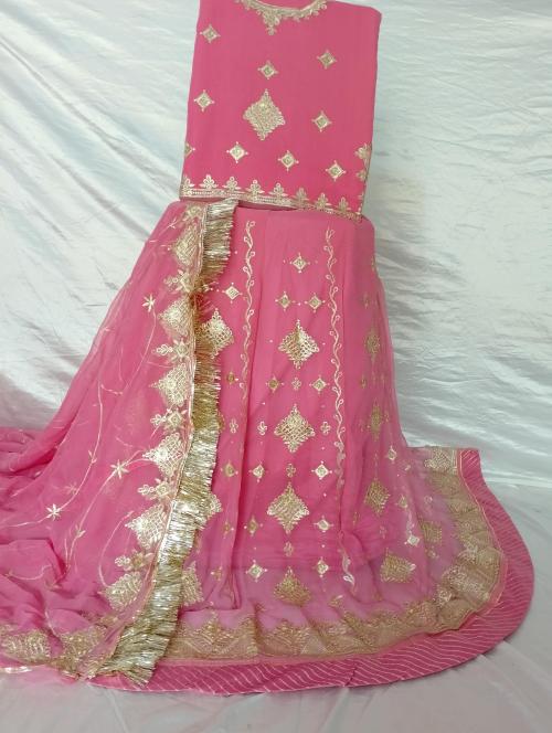 Buy SHIVDEVANSHI Pink Embroidered Georgette Rajasthani Poshak Women ...