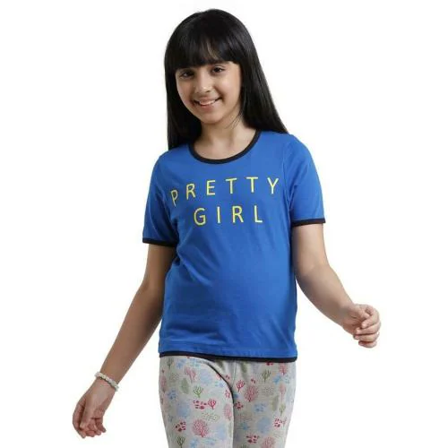 Buy De Moza Girls Blue Printed Cotton Top - 2 to 3 Years Online at Best ...